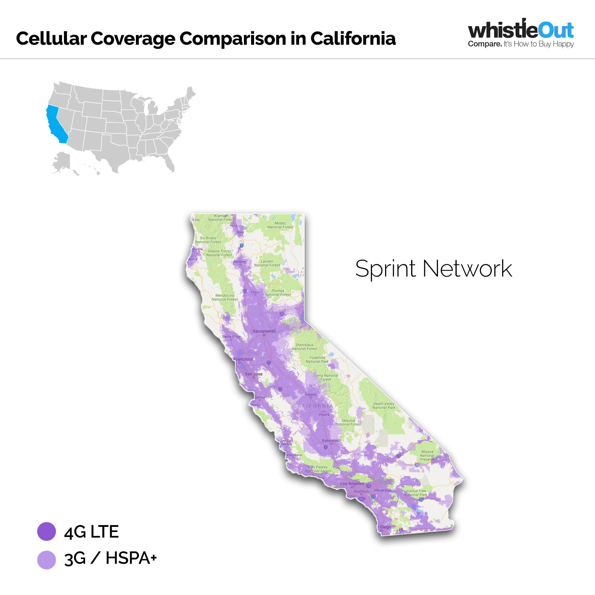 Sprint Coverage In California Map United States Map